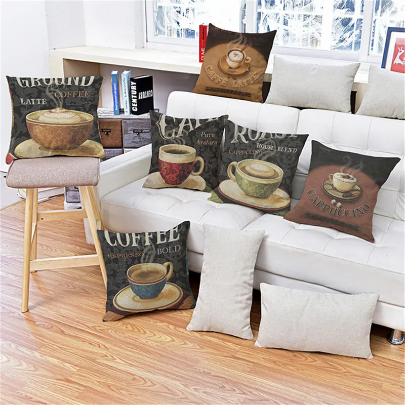 Cup Coffee Series Printed Sofa Cushion Cover Home Decor Houseware Throw ...
