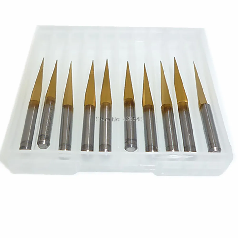 10pcs Titanium Engraving Bit Cnc Router 10 Degree 0.2mm Flat Bottom ...
