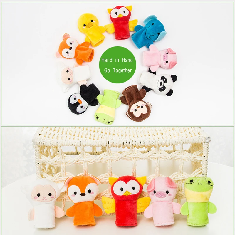 10PCS Cute Cartoon Animal Finger Puppet Plush Toys Child Baby Favor ...