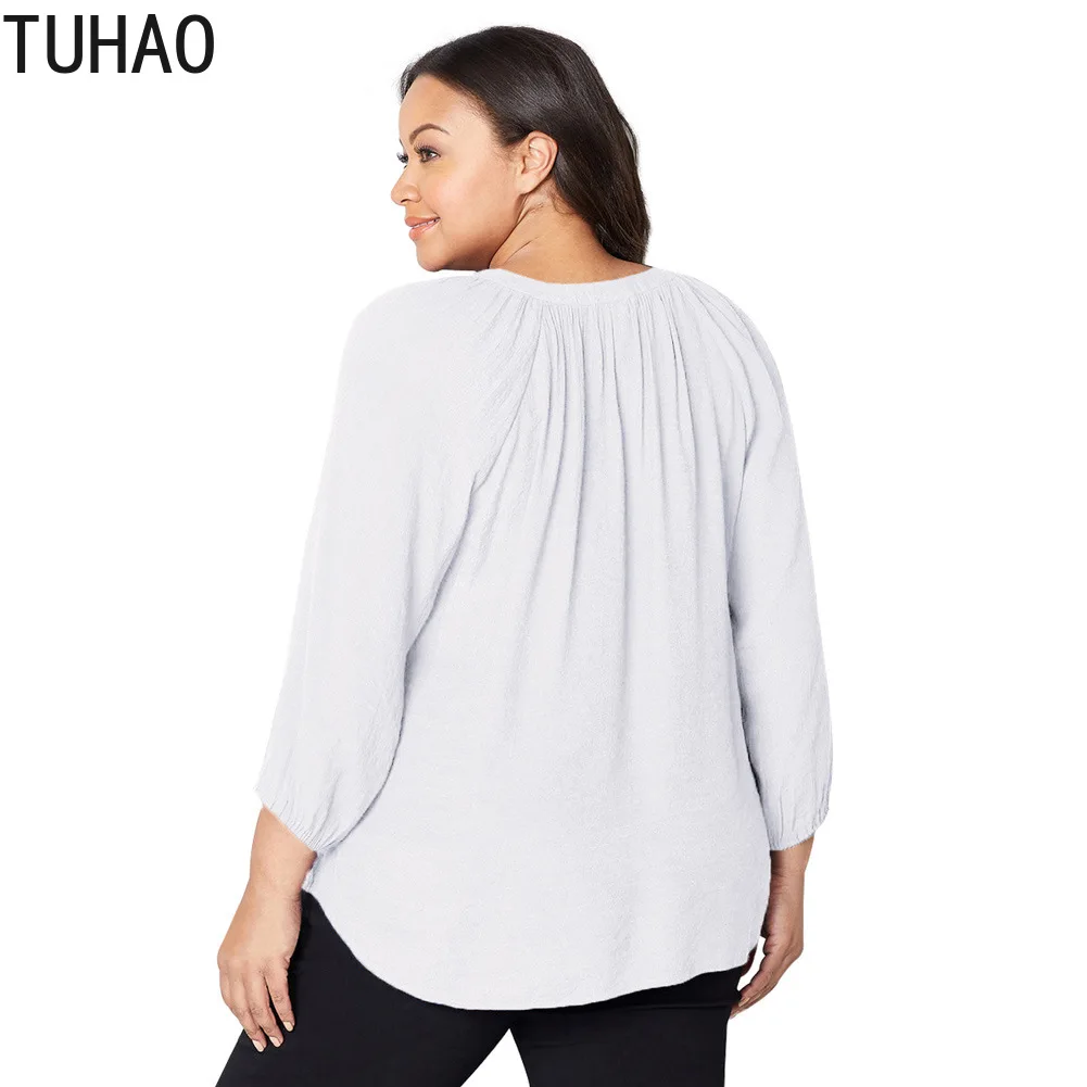TUHAO, белые, синие блузки для женщин, плюс размер, 5XL, 4XL, 3XL ...