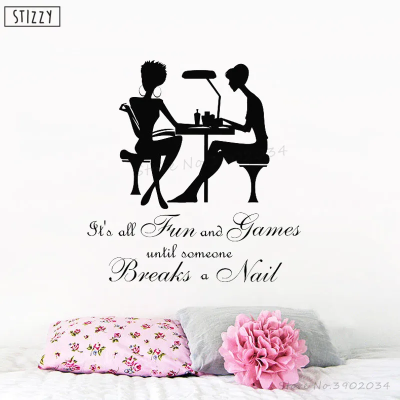 STIZZY Wall Decal Fashion Design Breaks Nail Beauty Salon Wall Sticker ...
