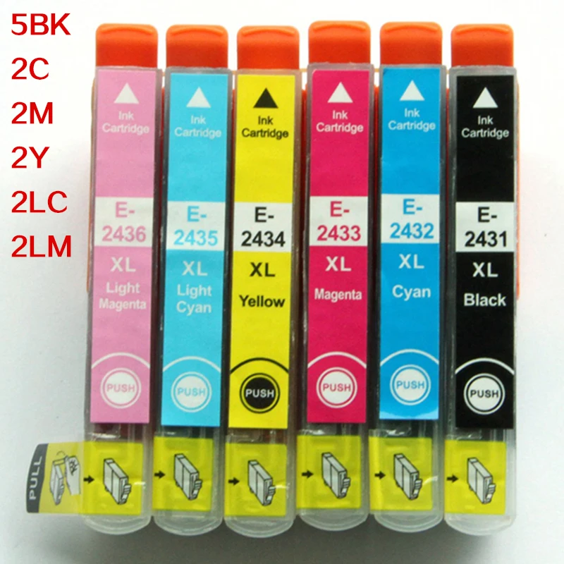 Cartucho de tinta para impresora Epson T2431 a T2426 24XL, recambio de tinta Compatible con ...