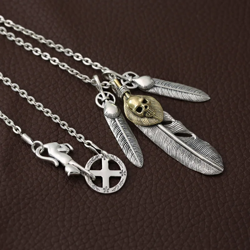 S925 Sterling Silver Takahashi Goro Feather Men And Women Sweaters ...