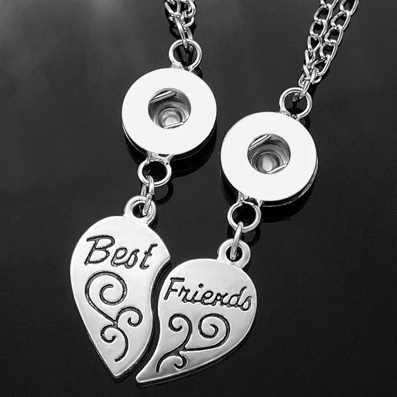 NEW-DJ0036-Charm-Best-Friends-Heart-Couple-Chain-Necklace-Snap-necklace ...