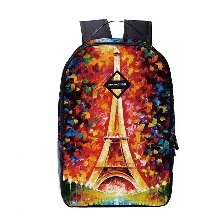 Eiffel Tower Printing Backpack Laptop School Bags for Teenager Girl ...