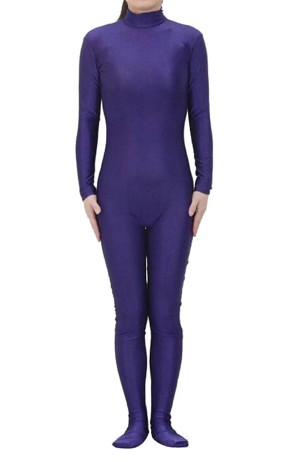 Purple Sexy Unisex Lycra Spandex Zentai Dancewear Catsuit Without Hood