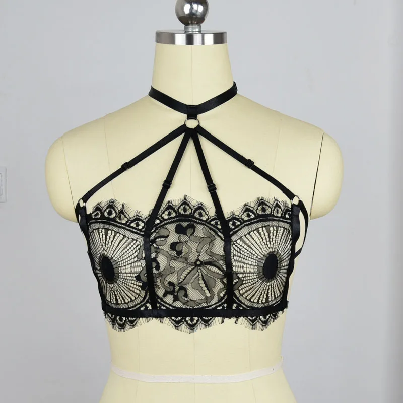 Sexy-Evil-eyes-Lace-Sheer-Bra-BODY-HARNESS-Gothic-Bondage-Strappy ...