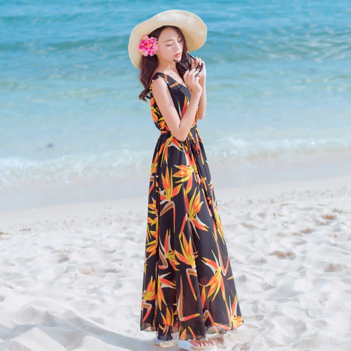 Aliexpress.com : Buy 2017 Summer Casual Women Chiffon Print Maxi Dress ...