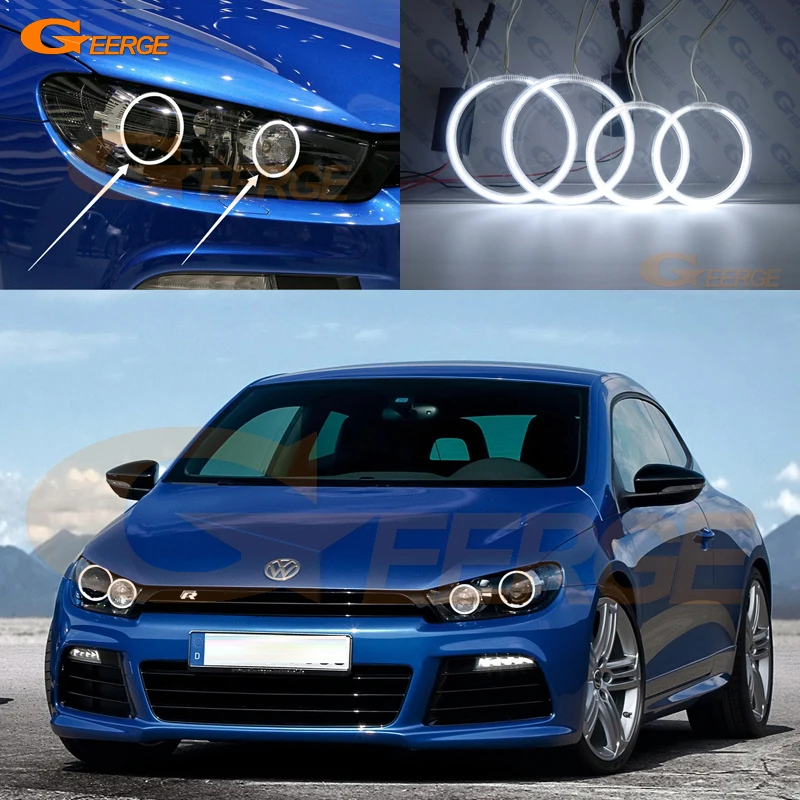 For Volkswagen VW Scirocco 2008 2013 xenon headlight Excellent angel eyes Ultra bright ...