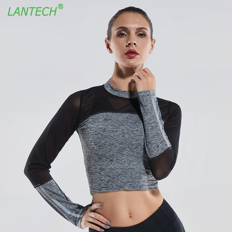 LANTECH Women Mesh Shirt Sports Yoga Sportswear Running Fitness ...