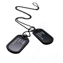 Military Army Black 2 Dog Tags Chain