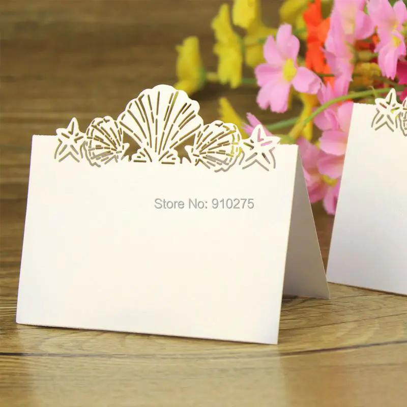 New Arrival 100pcs Beach Themed Lovely Shell Name Place Cards/starfish ...