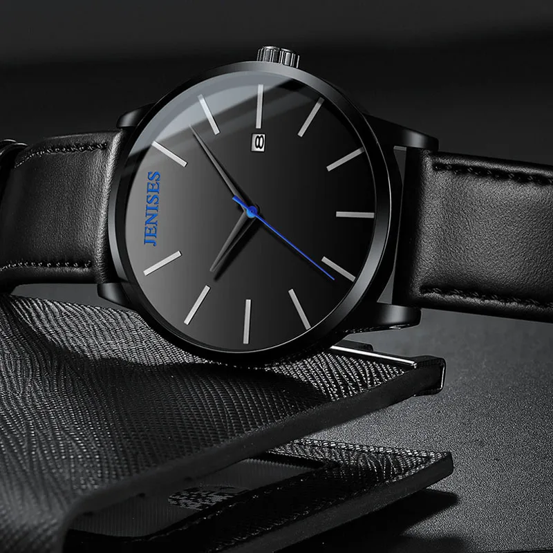 Mens-Watches-Quartz-Watch-Clock-Men-Minimalist-Ultra-Thin-Black-Genuine ...