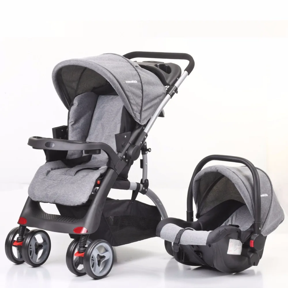 Steel Newborn 2 3 in 1 High Views Pram Baby Stroller Foldable Carriage ...