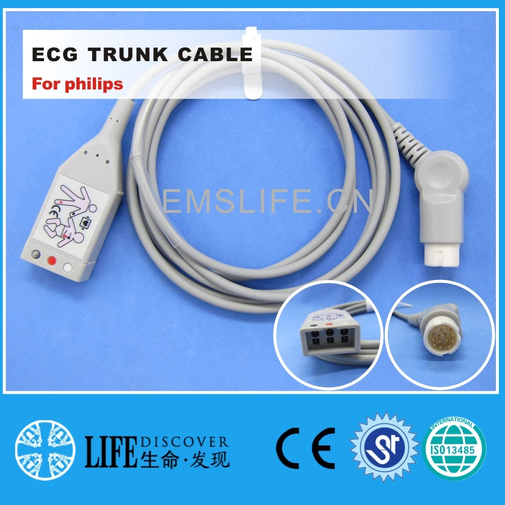 ECG 3 leads trunk cable For philips patient monitor| | - AliExpress