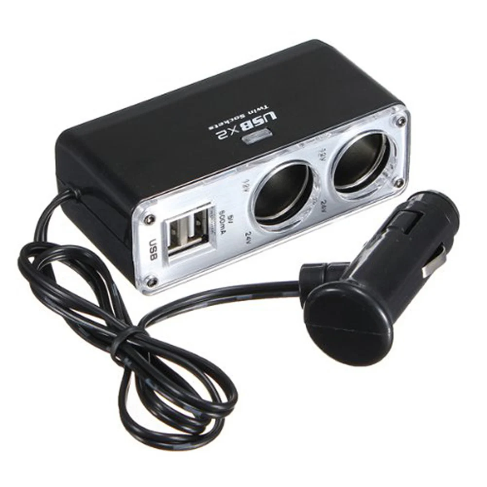 Wf 0023 Dual Usb Output 2 Way Car Cigarette Lighter Socket Splitter