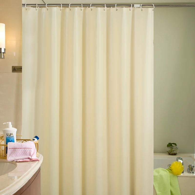 1beige Plastic Shower Curtain Eco Friendly Waterproof Mold Proof Solid