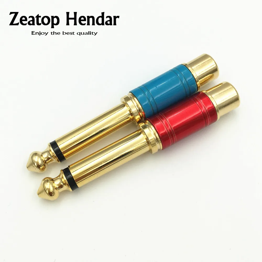 2pcs New 6.35mm Mono Male Plug To Rca Female Jack Adapter 6.35 Audio To ...