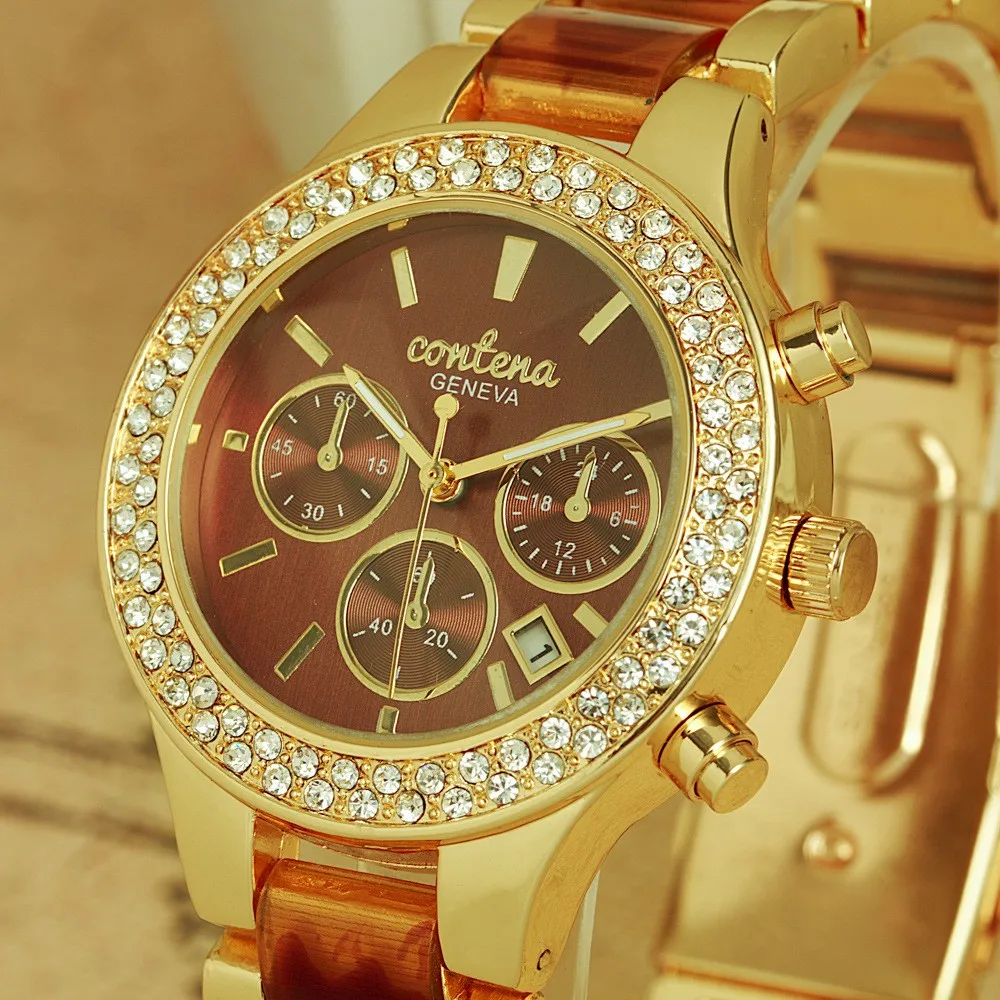 Contena Luxury Rhinestone Women Watches Fashion Auto Date Watch Women ...