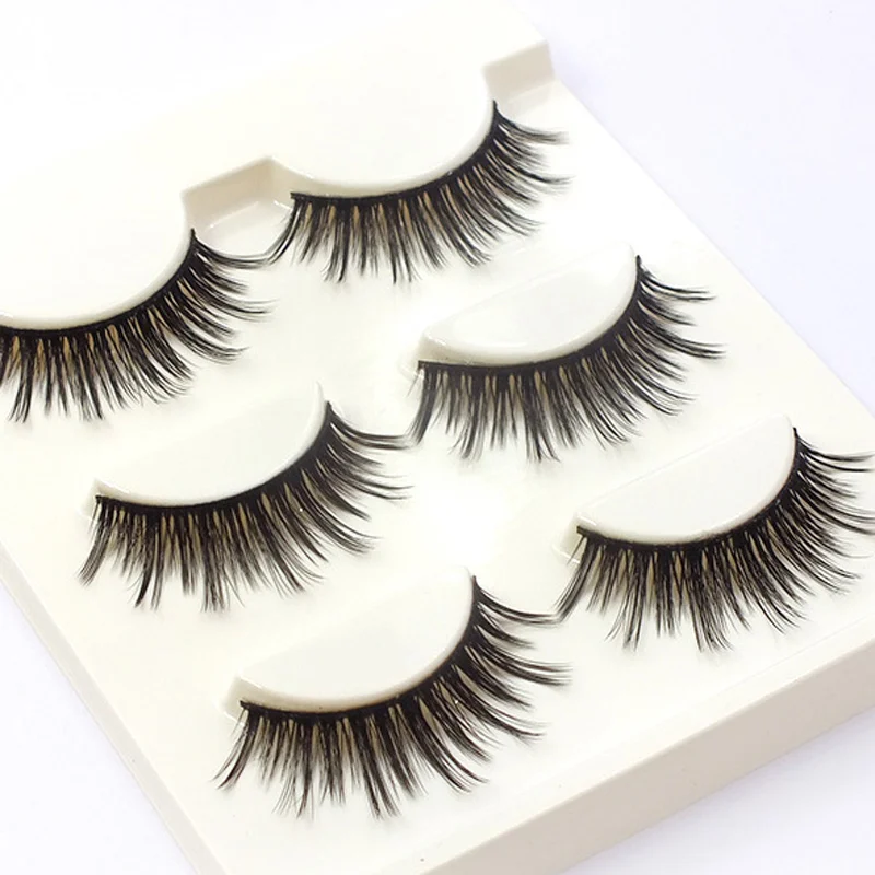 3 pairs 3D Natural False Eyelashes Dance Performance Make up Tool Thick ...