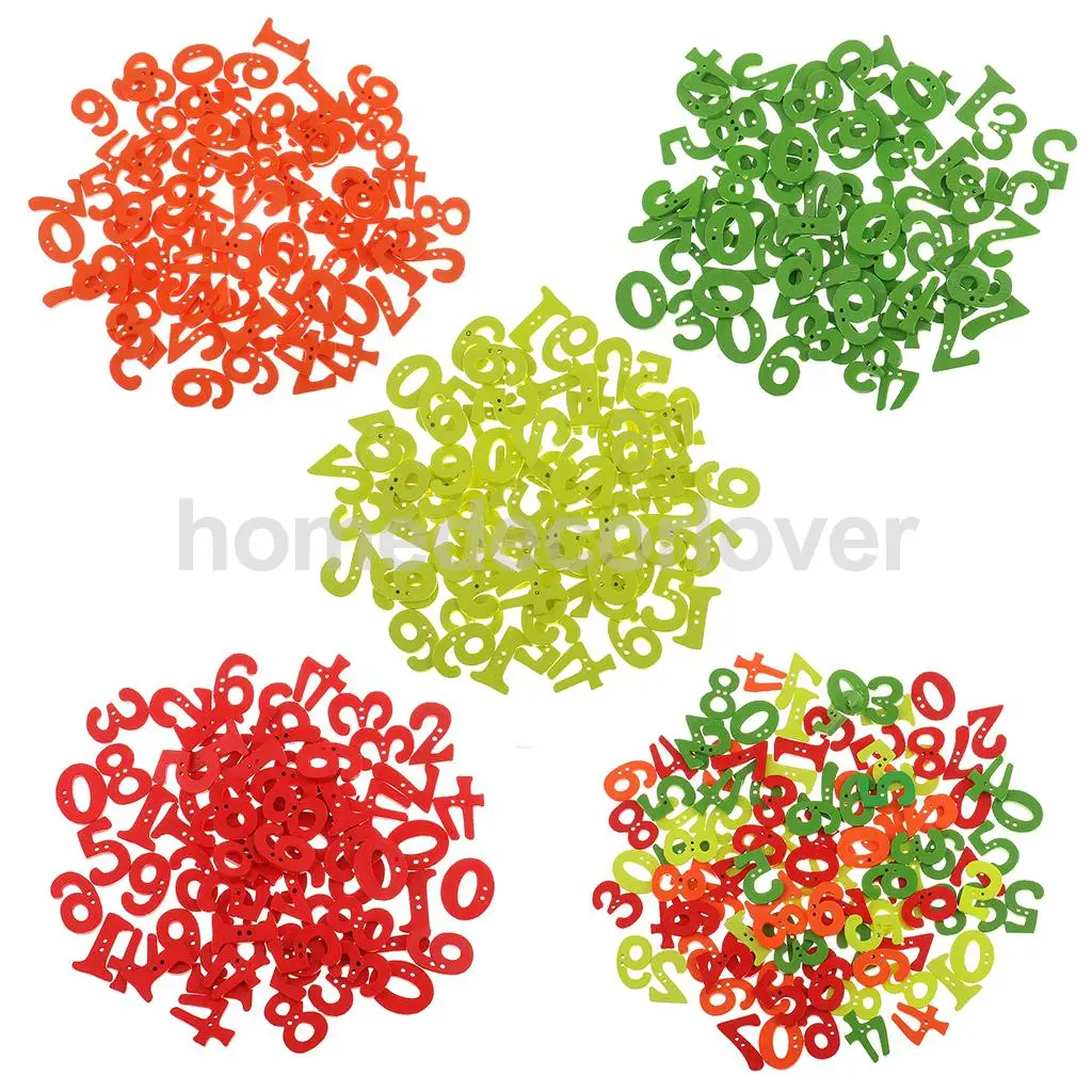 100Pieces Wooden Number Buttons For Sewing Crafts Kids Educational ...