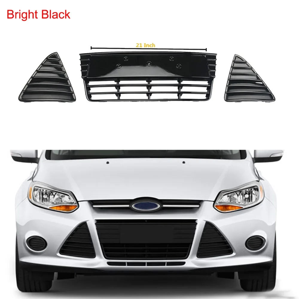 Bright Black Front Lower Left Right Bumper Grille Cover For Ford Focus ...