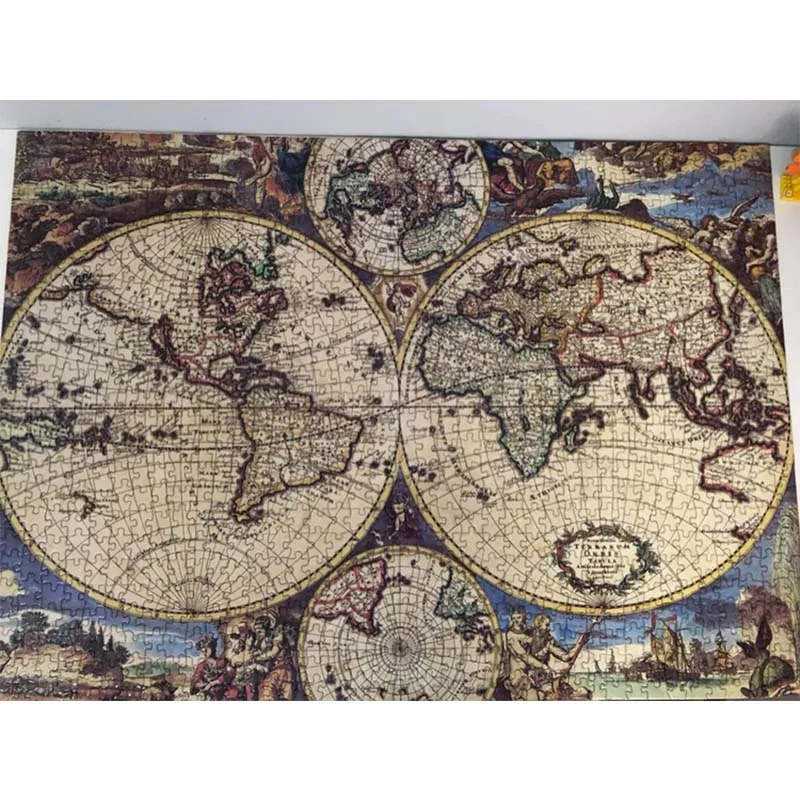 1000 pieces Adult Puzzle Famous World MapThicker Paper Puzzle Cartoon ...