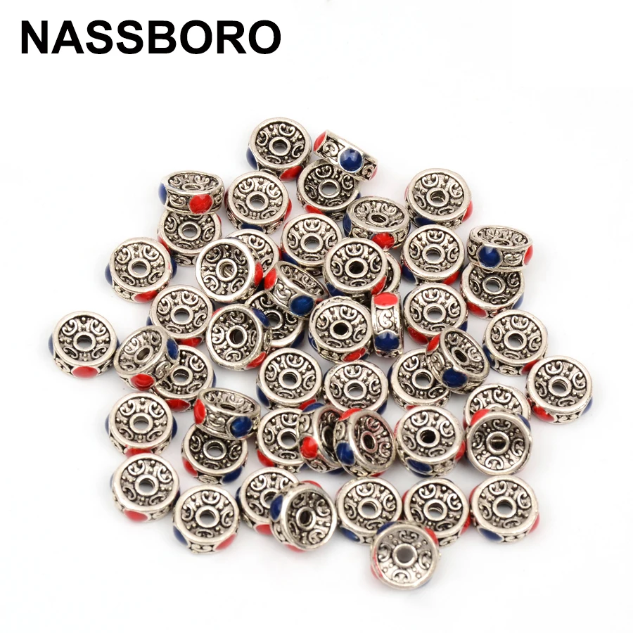 Top Quality 10pcs/lot 8mm Antique Metal Silver Spacer Beads Drip Oil ...
