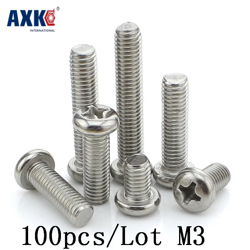 Axk 100 ชิ้น/ล็อต Gb818 M3x14 มม.M3*14 Mm 304 สแตนเลสสตีลฟิลลิป CROSS ...