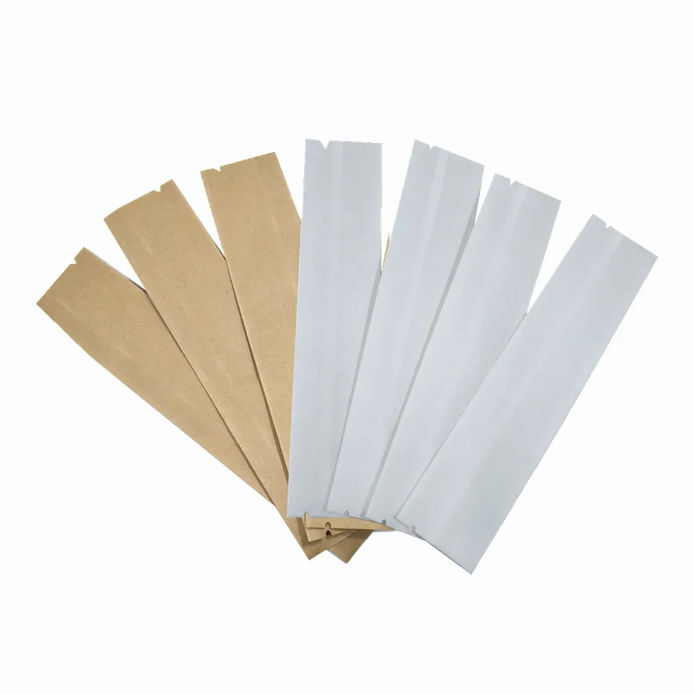 100Pcs-Brown-White-Long-Flat-Kraft-Paper-Coffee-Powder-Storage-Bags ...