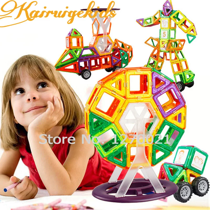 122PCS Mini Magnetic Designer Construction Blocks Enlighten Assembly ...