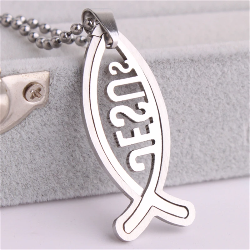 10pcs/lot Jesus Fish Pendant Christian Symbol Ichthys Necklace Keychain ...