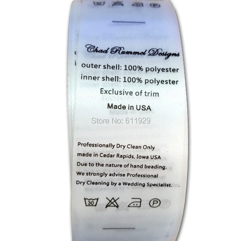 free shipping custom clothing care labels/washable labels/garment silk ...