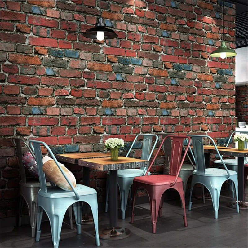 Beibehang Retro Nostalgic Stereo Imitation Brick Wallpaper Cafe Bar ...