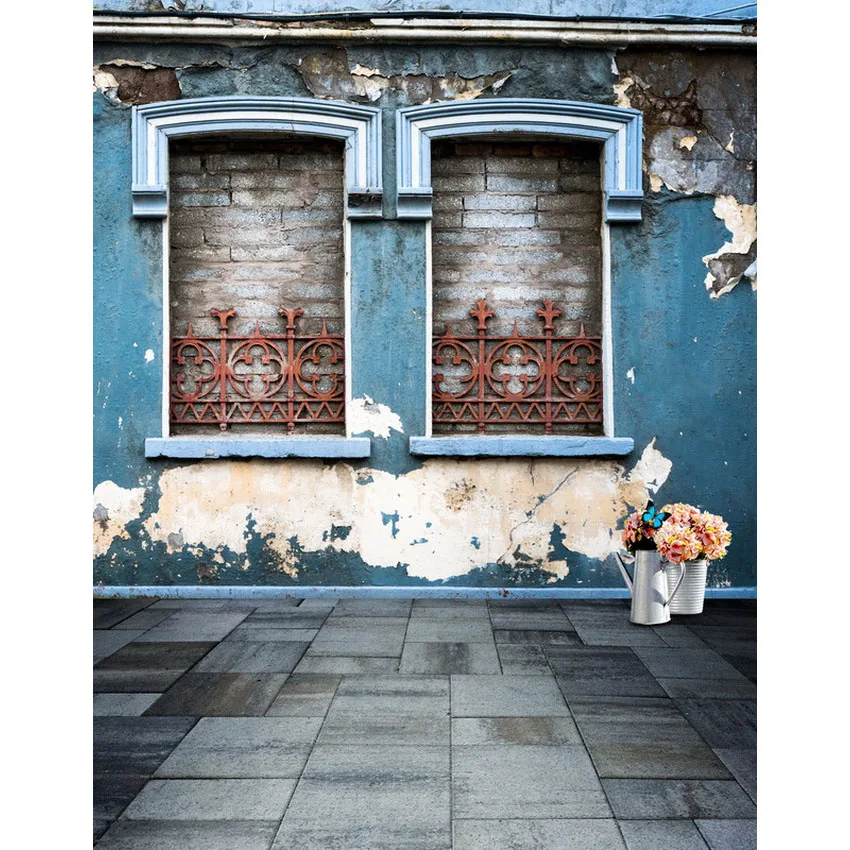 Aanpassen vinyl doek print geweven blauwe venster behang fotostudio ...