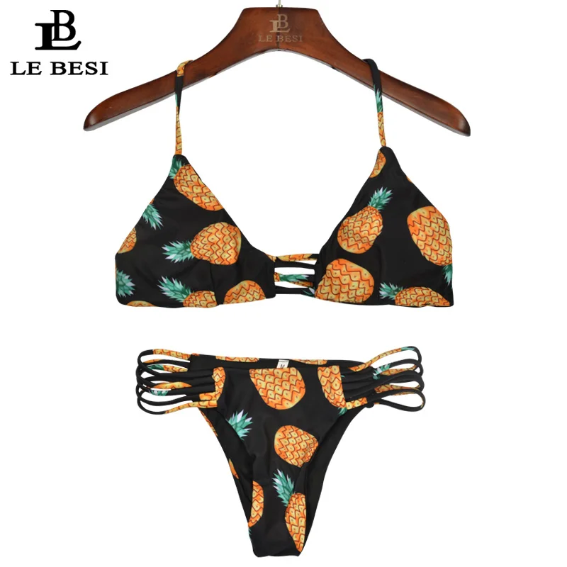 Lebesi 2017 New Womens Bikinis Set Pineapple Printed Swimwear Multi