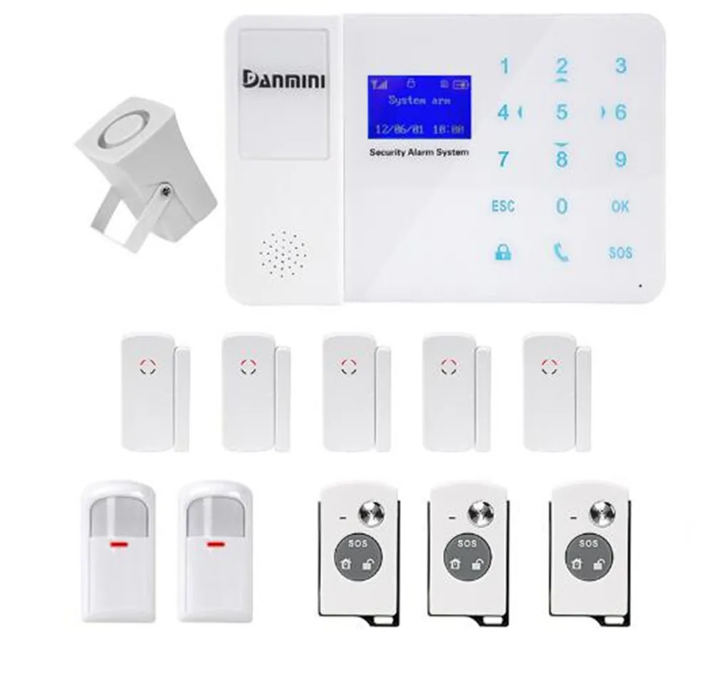 433mhz/315mhz Wireless Gsm Alarm System With 5 Door Contact 2 Pir ...
