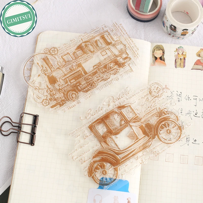 Cars Train Clock Transparent Silicone Rubber Clear Stamp Scrapbooking ...