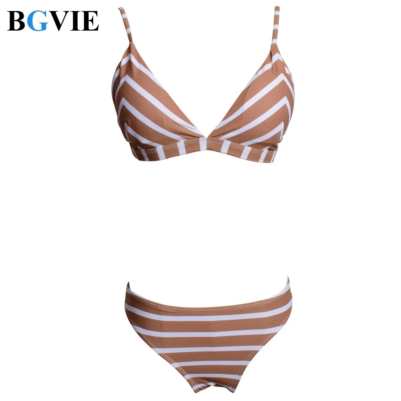 Bgvie Sexy Bikinis Women Swimsuit Swimwear Halter Top Plaid Brazillian