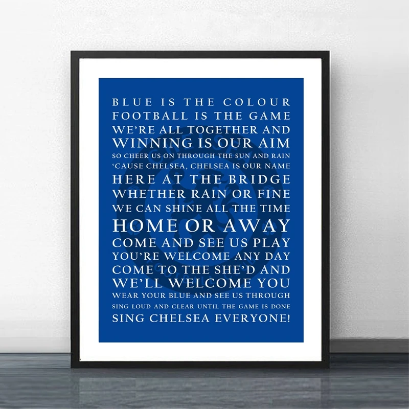 Chelsea FC Football Inspired Song Lyrics Art Painting Wall Picture ...