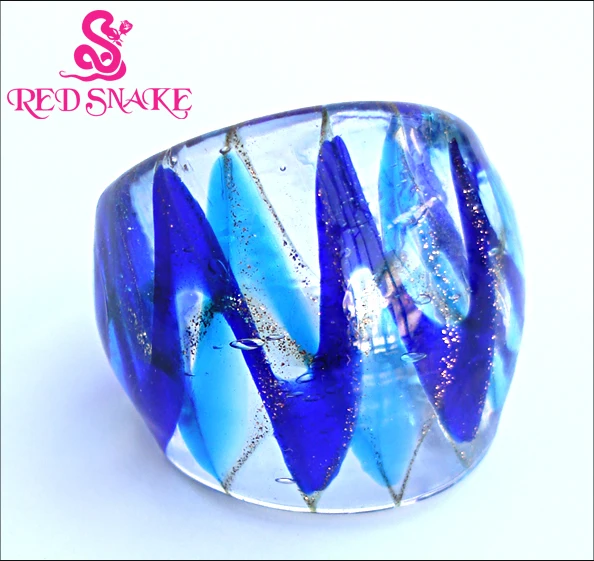 Anillo de serpiente roja hecho a mano, cinta azul translúcida, anillos ...