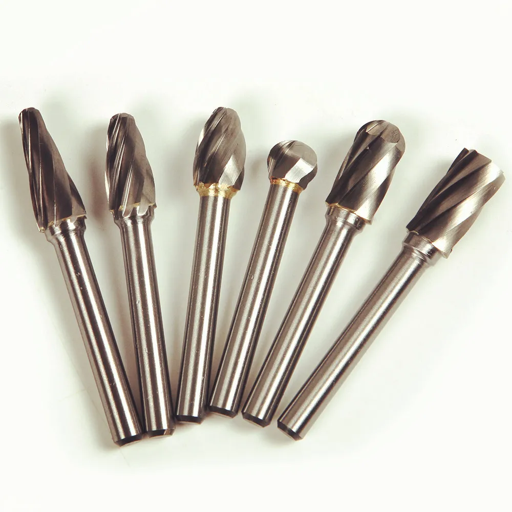 Fixmee 6pcs 6*10mm Tungsten Carbide 8 Flutes Rotary Burrs Point File ...