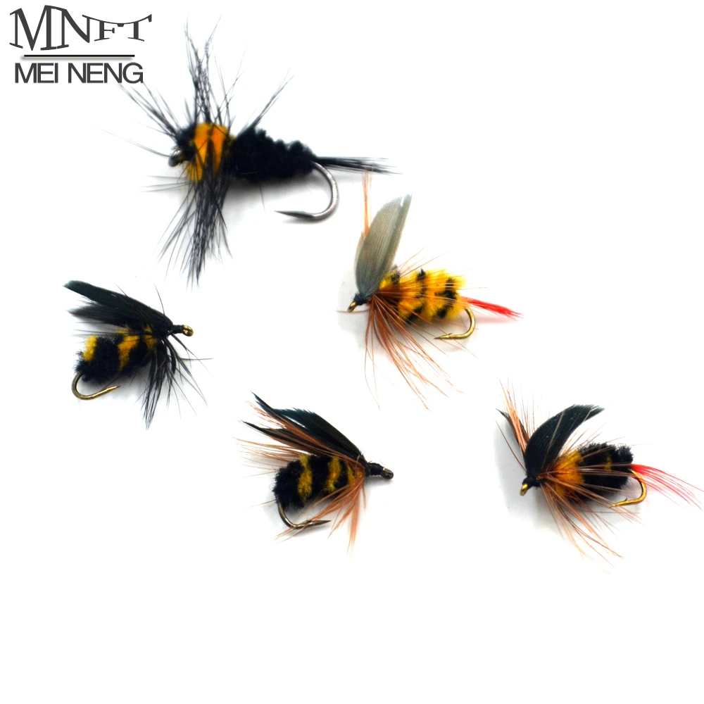 MNFT 10Pcs Artificial Yellow Black Bumble Bee Fly Fishing Lures Fresh ...