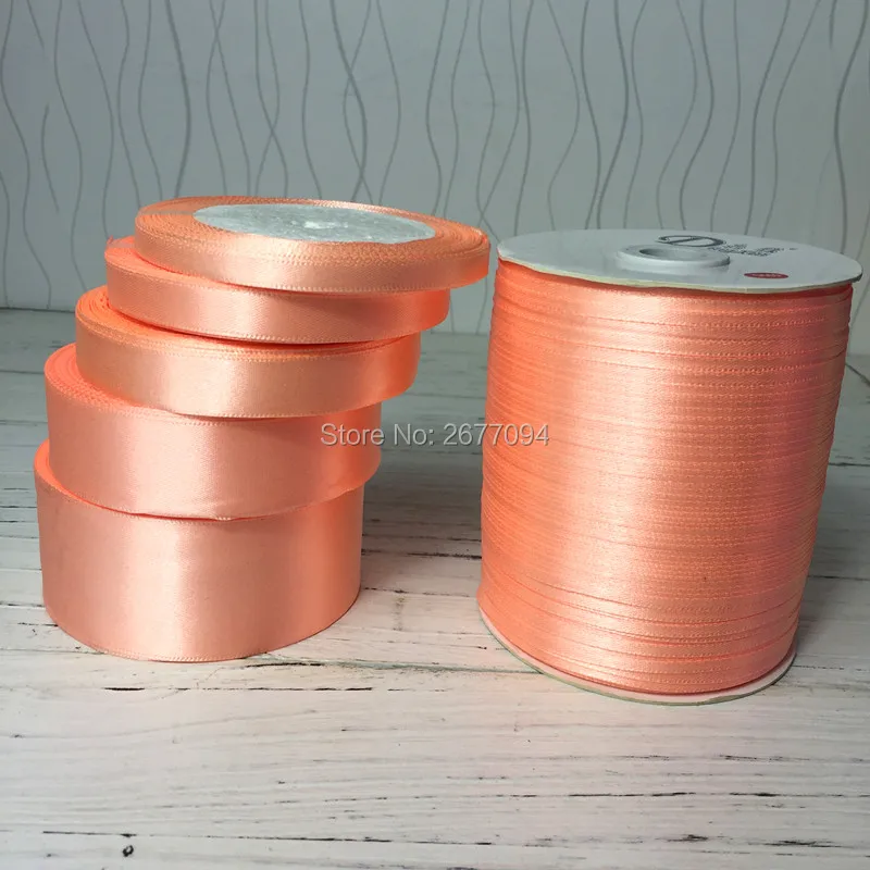 6 Size Mix Width Satin Ribbon Peach Beige For Wedding Party Decoration ...