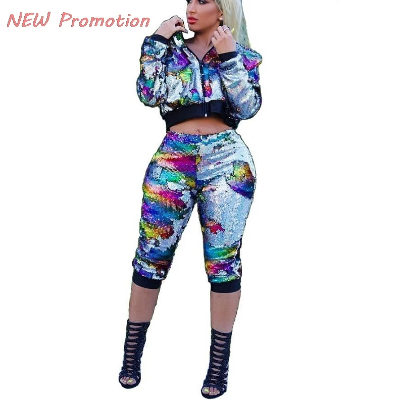 High Quality Sequin Suit Autumn New High Street Style 2 Piece Women Set ...