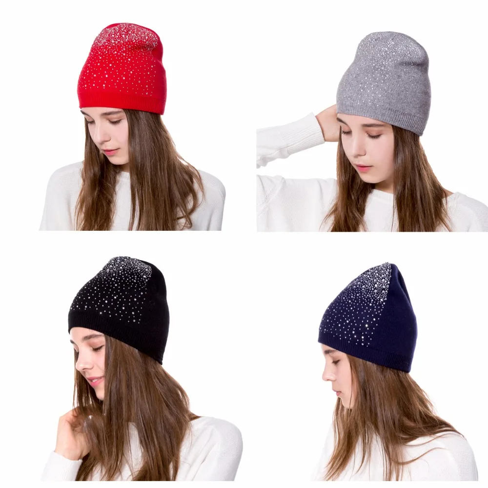 warm Women's Winter Beanie Bonnet Hats Knitted Wool Casual Mask Cap ...
