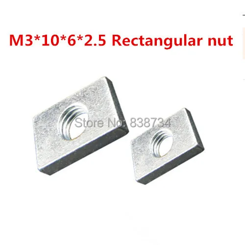 100pcs M3*10*6*2.5 Steel With White Zinc Rectangular Nut Square Nut For ...