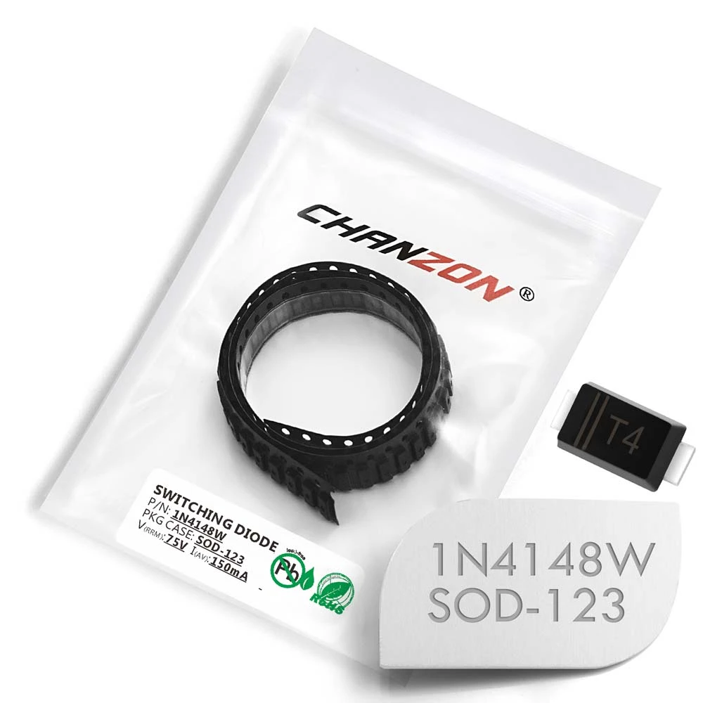100 Pcs 1N4148W SMD Small Signal Fast Switching Diodes 150mA 75V SOD 123 IN4148W 150 mA 75 Volt ...