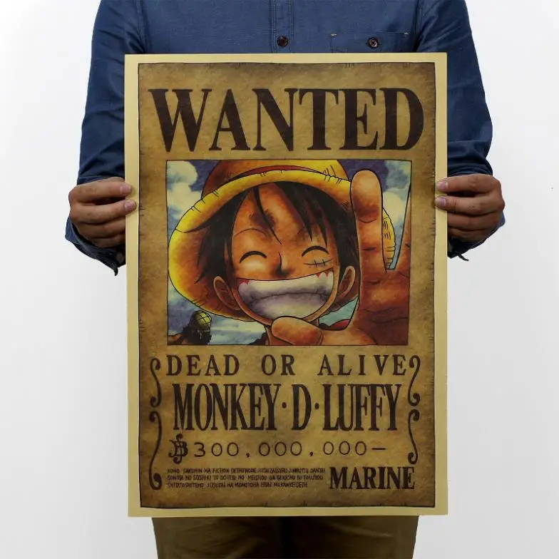 Wall-Decor-One-Piece-Luffy-Wanted-To-Make-Posters-Reward-That-Retro ...