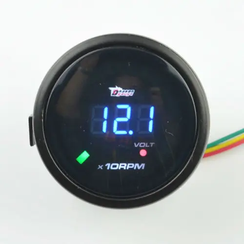 2" DIGITAL BLUE LED RPM TACHOMETER VOLT 52MM RACE CAR GAUGE METER|gauge ...